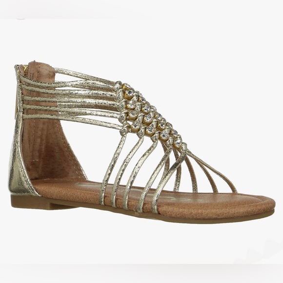Nina | Shoes | Nina Karlee Platino Metallic Sandals With Zip Back Size ...